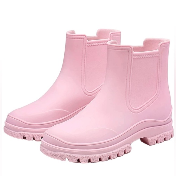Shoes | Ankle Rain Booties Waterproof Nonslip Chunky Sole Rubber Pink ...
